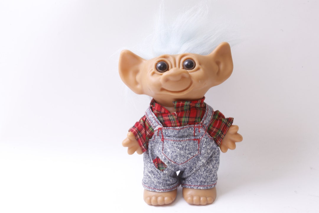 Wishnik, Troll, Large Doll, 8", Dressed, Blue Hair, Double Horseshoes ...