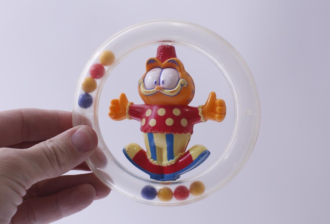Garfield the Cat Clown Rattle, Round Shape, Funny Toy, Vintage ...