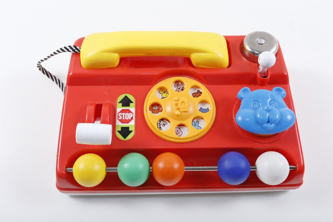 Baby Toy, 1970s, Activity Center, Phone, Animals, Red, Yellow, Plastic ...