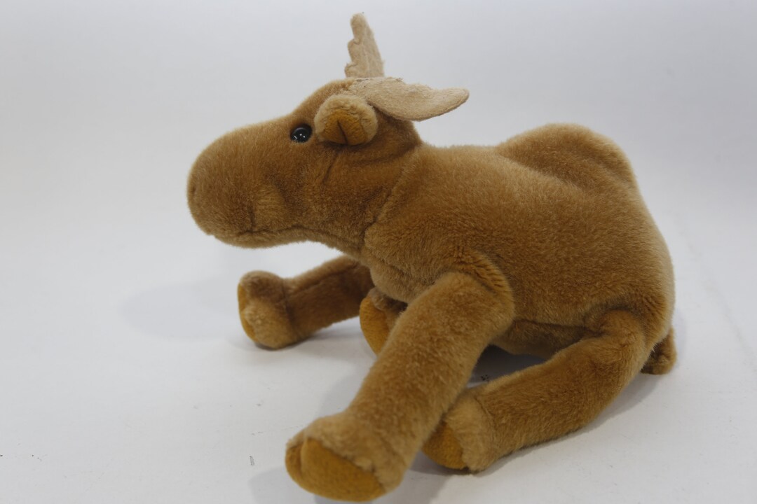 Ty, Moose, Plush, 1998, Brown, Lying, Stuffed Animal, Soft Toy ...