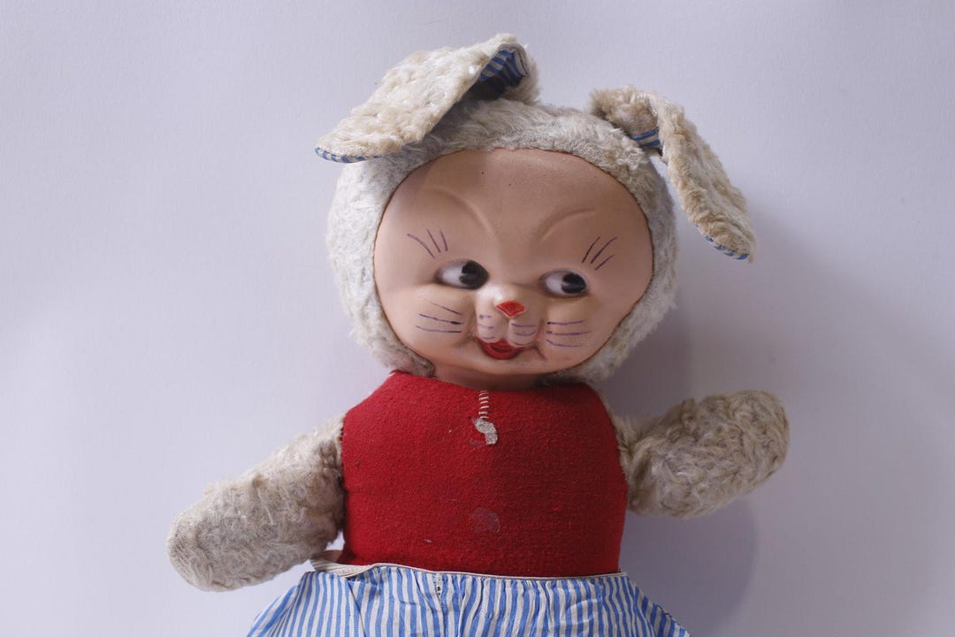 Rushton Style, Bunny, Big Pants, Rubber Face, 1930s Medium Plush, Vintage, Soft, Toy, Stuffed ...
