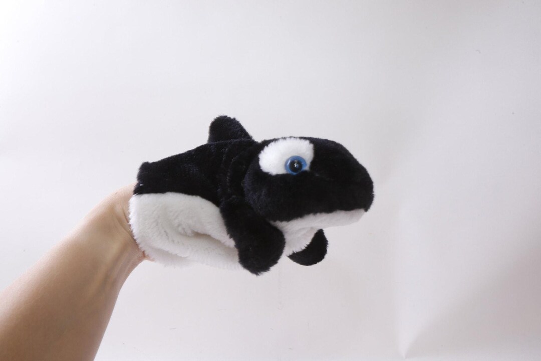 Sea World, Shamu Orca, Killer Whale, Hand Puppet, Plush, Soft, Black ...