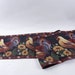 Roosters Table Runner Flowers Black Red Vintage Embroidered Picture ...