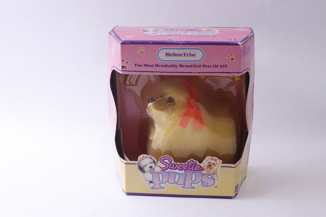 Sweetie Pups, Bichon Frise, 1989, Hasbro, Yellow Toy Dog, Long Silky ...