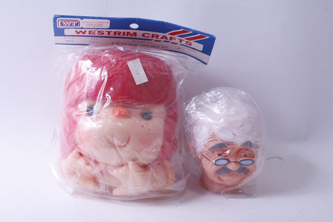 Doll Head Set, Westrim Crafts, Mitzy With Yarn Hair Red, Old Man in ...