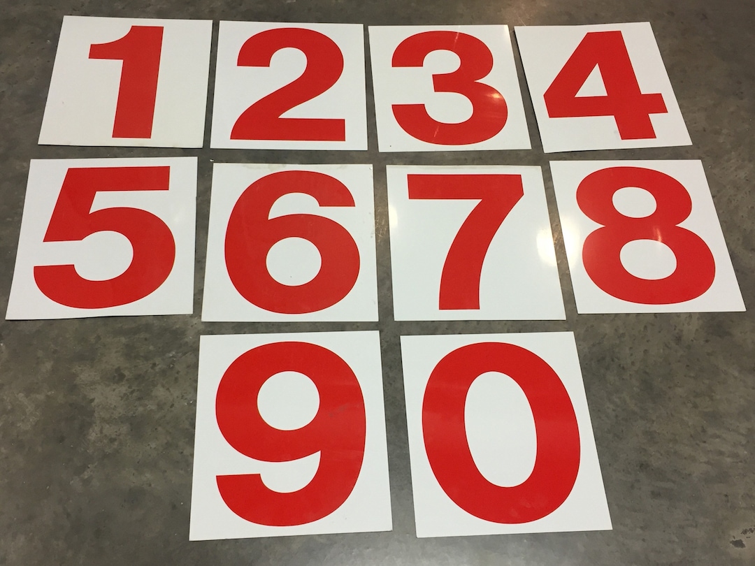 Vintage Metal Gas Station Sign Numbers Red White Double Sided Lucky ...