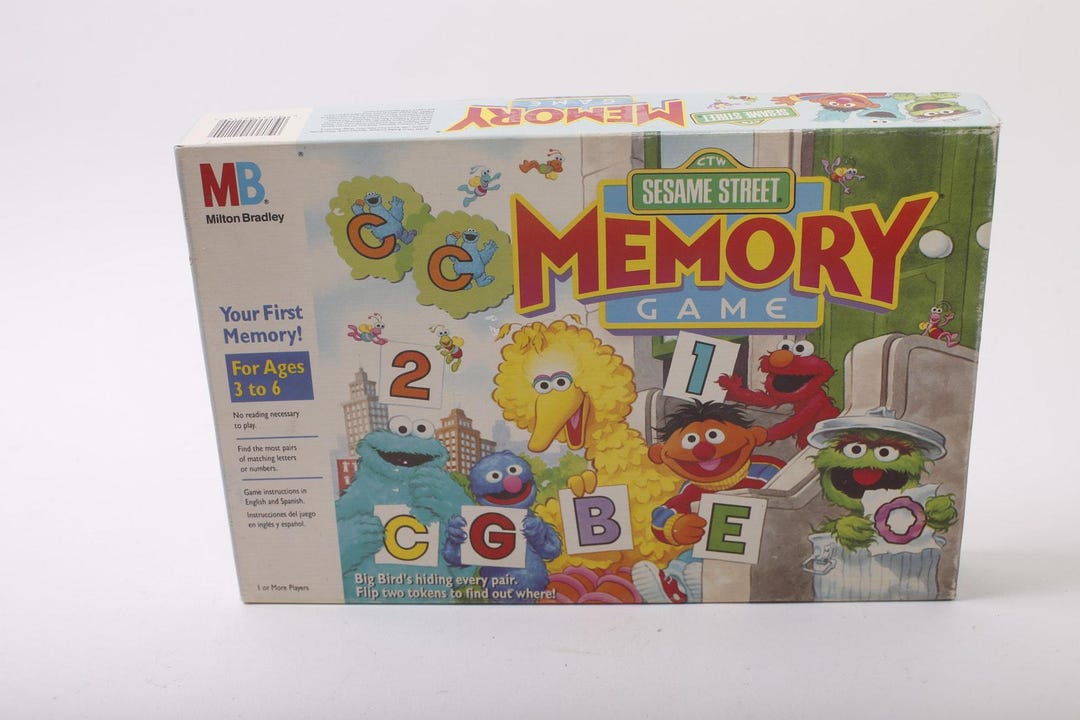 Sesame Street, Memory Game, Milton Bradley, Board Game, 4214, Family ...