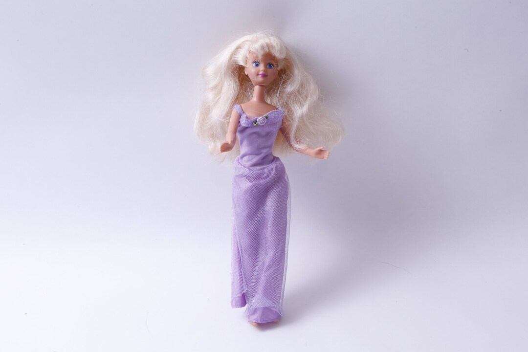 Barbie Style, Doll, Dressed, Bent Arms, Blonde, Long Hair, Purple Dress ...