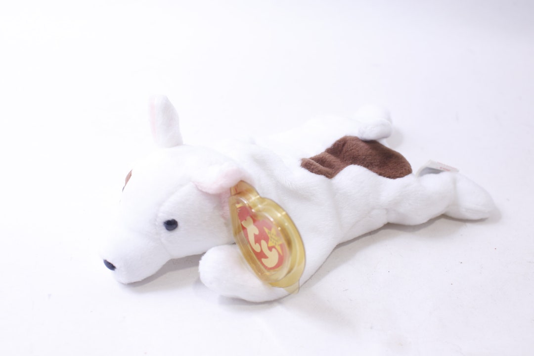 Ty Beanie Baby, Butch the Bull Terrier, Little White-brown Plush Dog ...