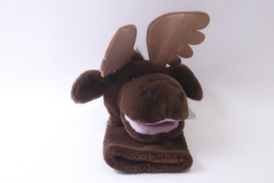 Moose Hand Puppet, Soft Toy, Big Horns, Open Mouth, Funny, Stuffed ...