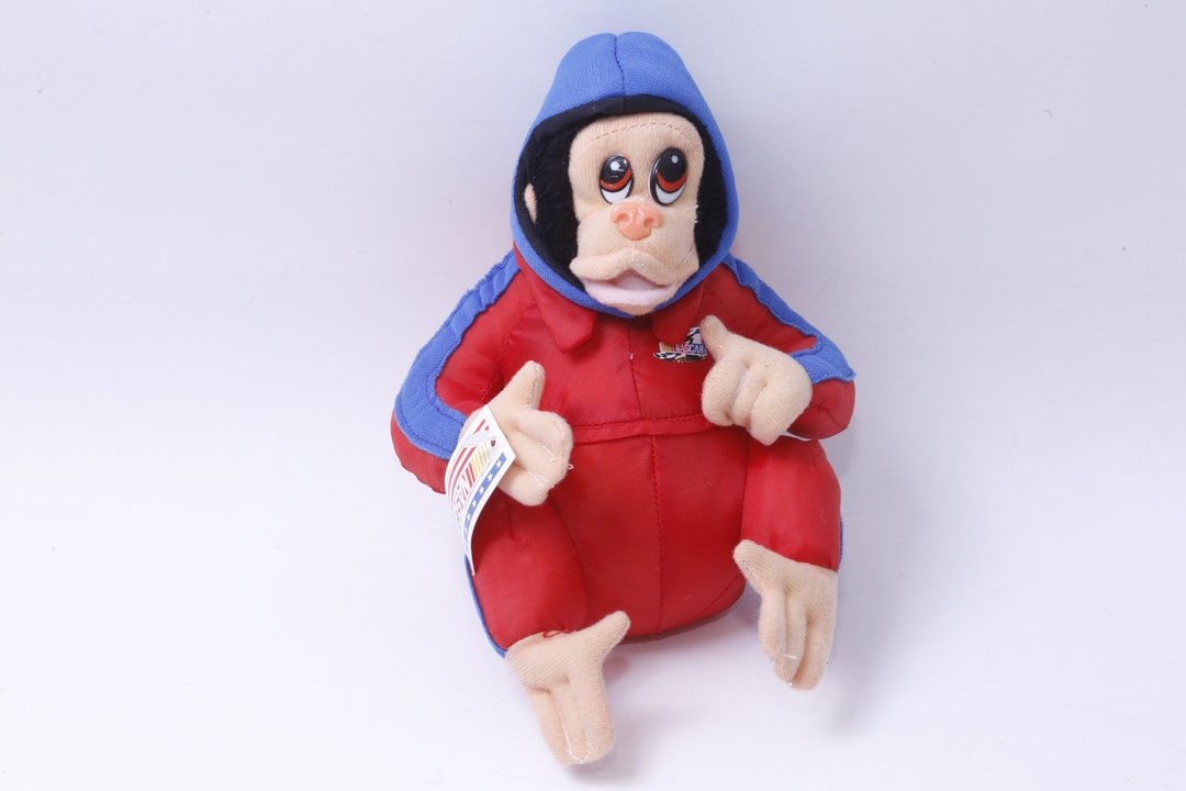Nascar, Monkey, Race Driver, 1997, Plush, Soft, Toy, Doll, Red Blue ...