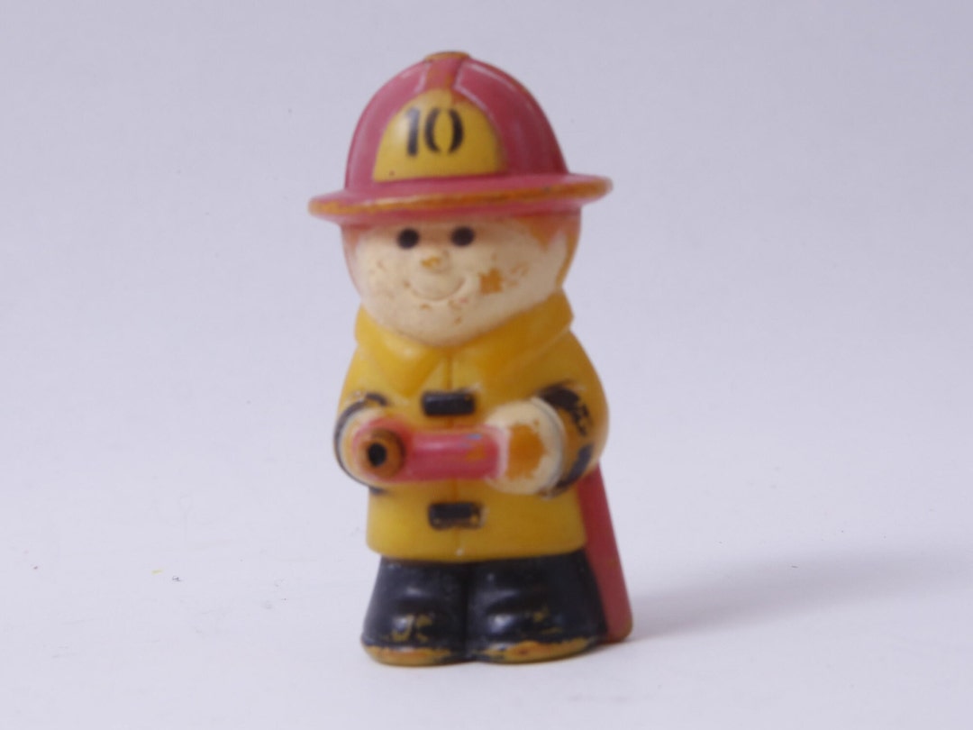Firefighter, Fireman, Toy, PVC, Figurine, Yellow Outfit, No 10 Helmet ...