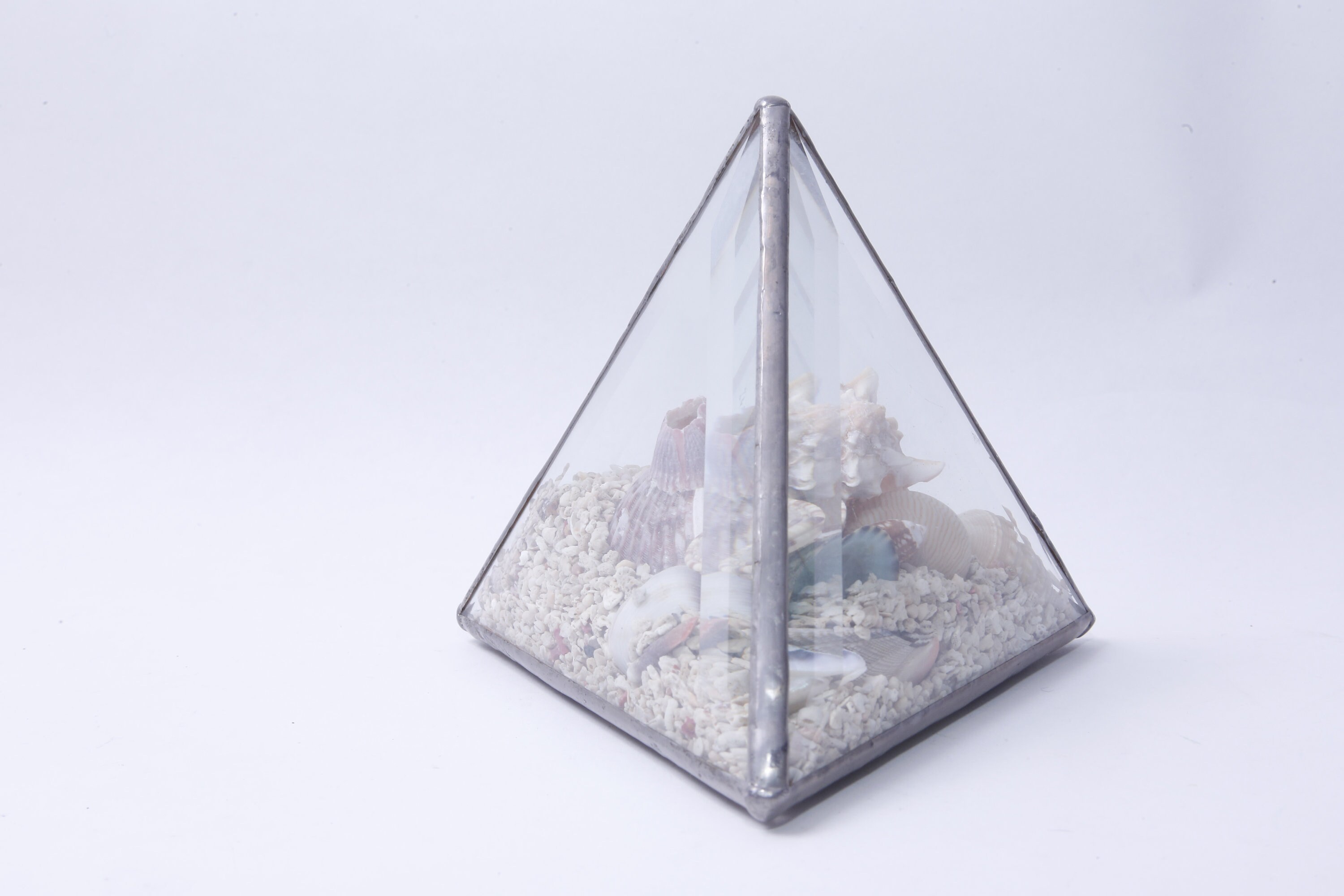 Glass Piramid With Seashells and Little Stones Sea Ocean | Etsy