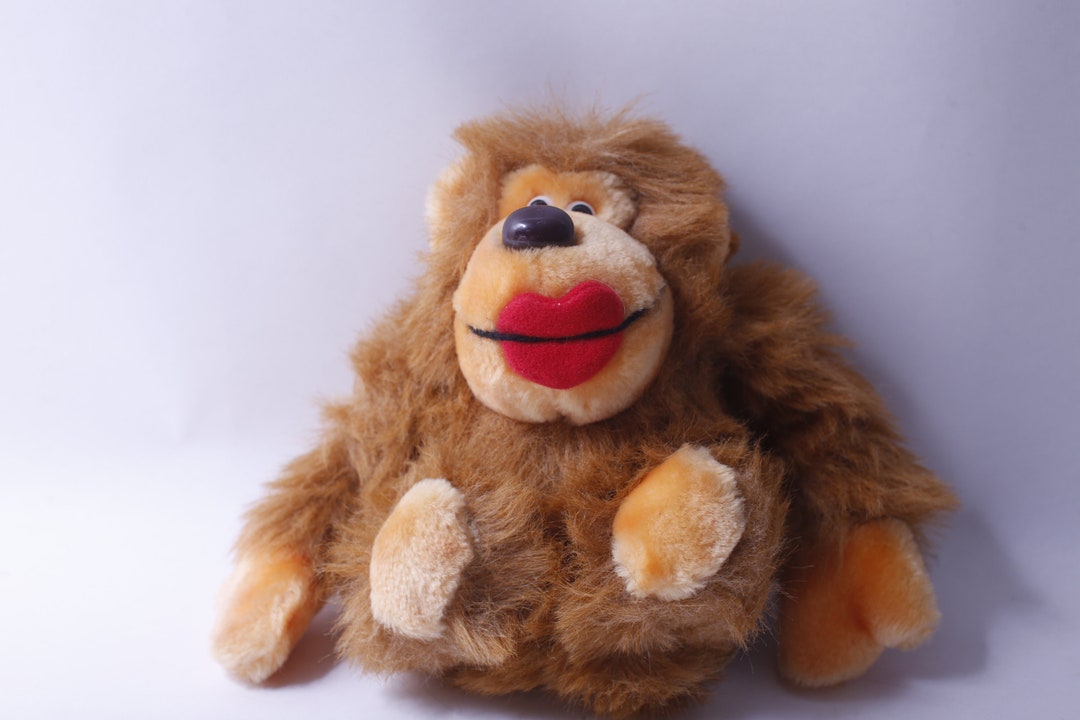 Female Gorilla With Big Red Lips, Plush, 8", Brown, Furry, Long Arms ...