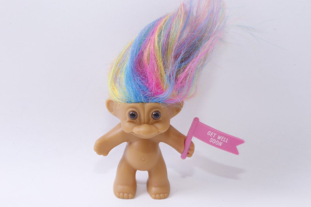 Russ, Troll, Get Well Soon, Flag, Figure, Rainbow Hair, Miniature ...
