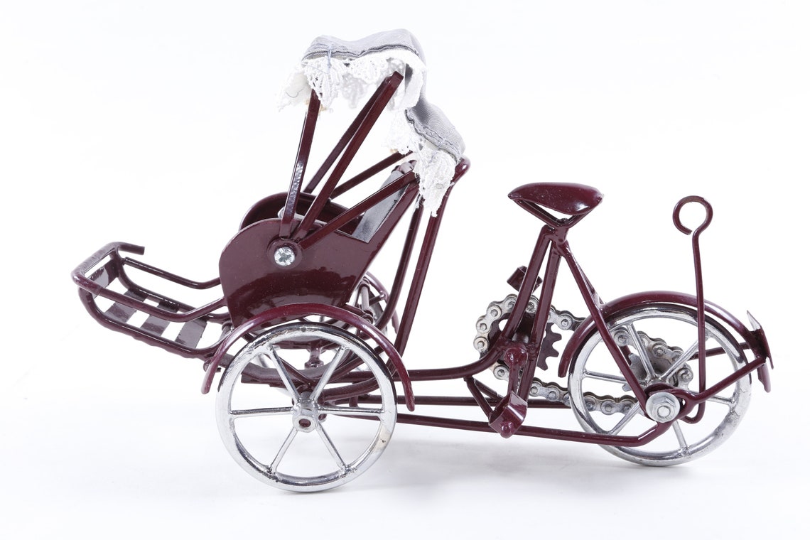 Purple Bicycle Pram Stroller Baby Trolly Taxi Metallic Model Vehicle ...