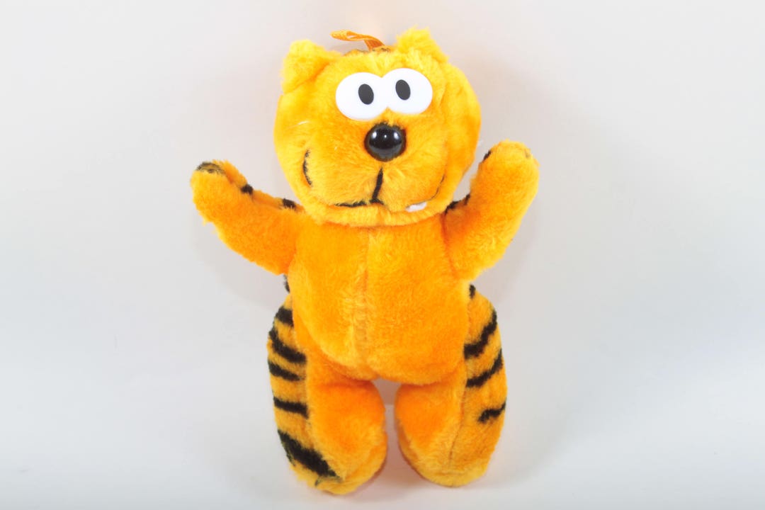 Heathcliff Cute Yellow Plush Cat Vintage Toy Soft Stuffed Animal Black ...