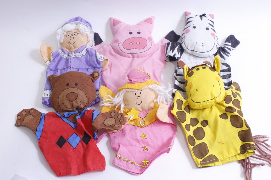 People, Hand Puppets, Set of Six, Soft Toy, Animals, Interactive, Fun ...