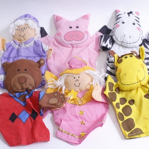 People, Hand Puppets, Set of Six, Soft Toy, Animals, Interactive, Fun ...