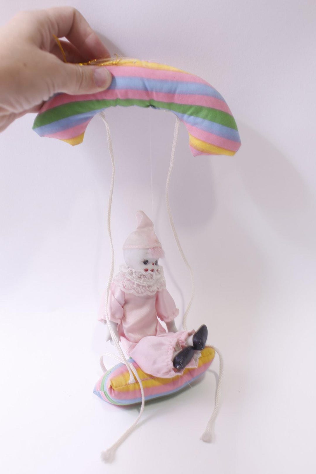 Pierrot, Porcelain Doll, Puppet, Hanging Figure, Rainbow Cloud, Vintage ...