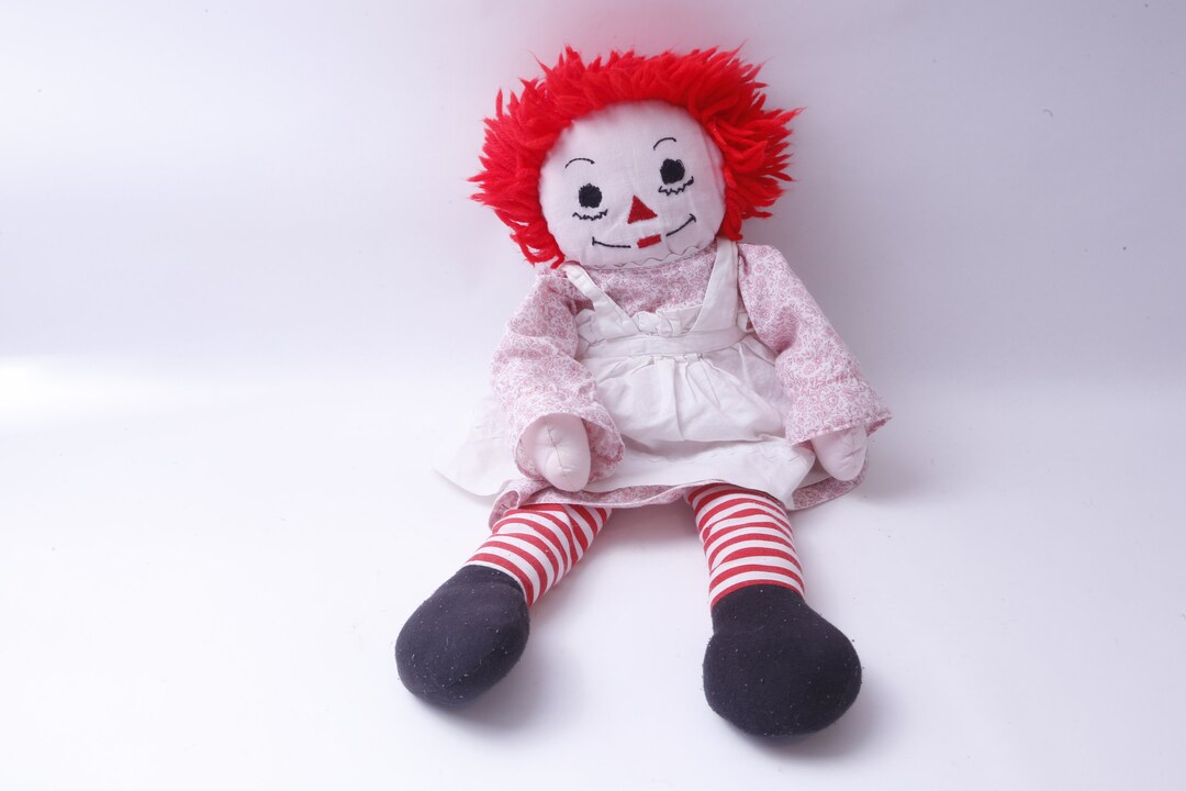 Raggedy Ann, Doll, Redhead, Pink Floral Dress, White Apron, 19", Soft ...