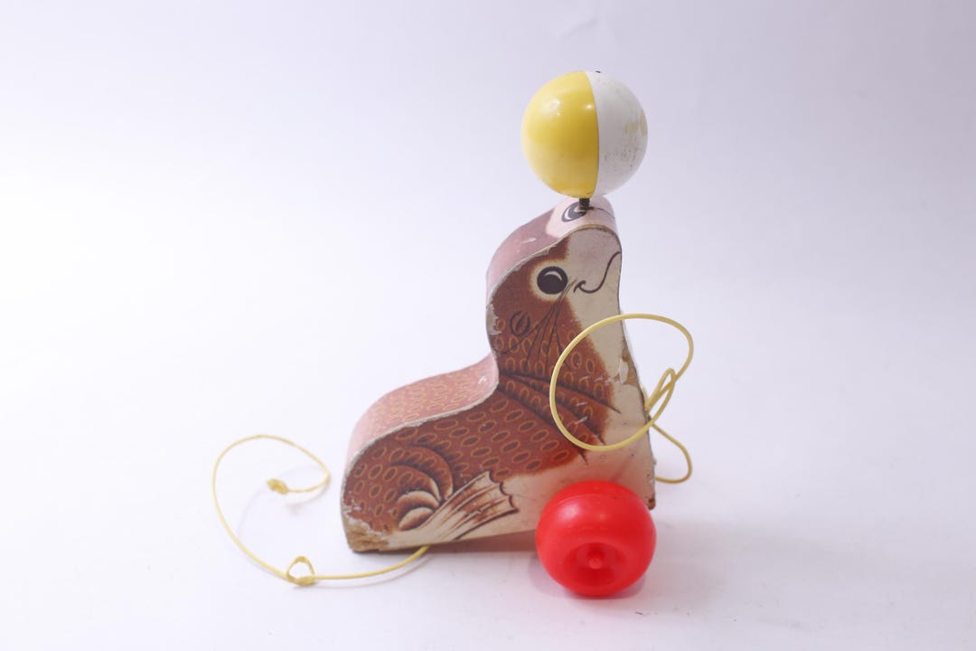 Fisher-price, Rolling Seal, Wooden, Wheeled, Pull Toy, 1978, Vintage ...