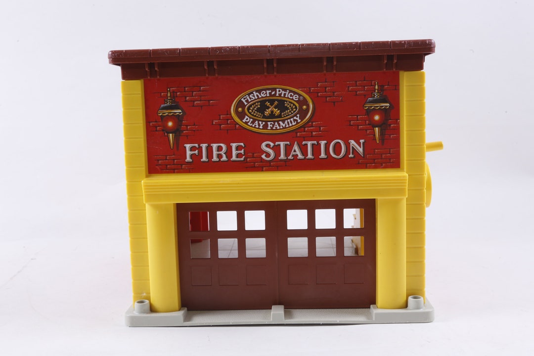Fisher-price Yellow Red Fire Station Toy Dollhouse Play Family Brown ...