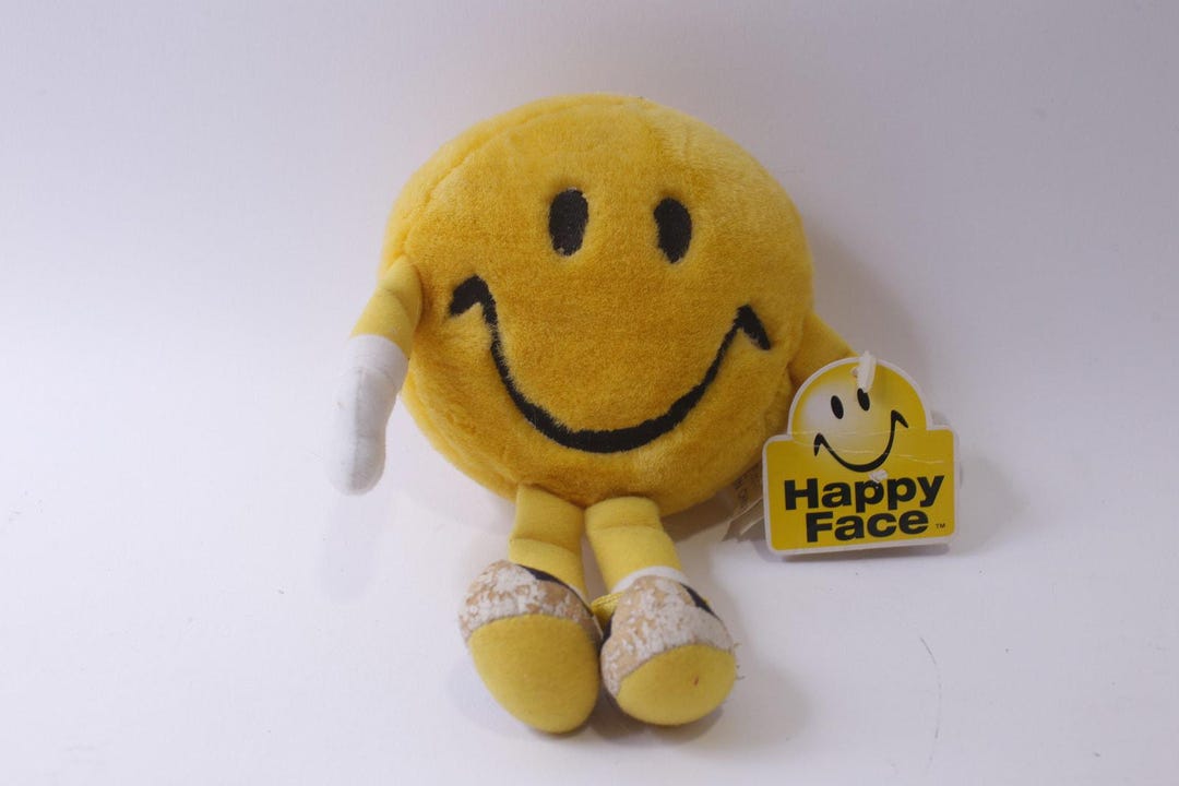 60s Style Happy Face, Small Plush, Dandee, Smiley, Yellow, Vintage ...