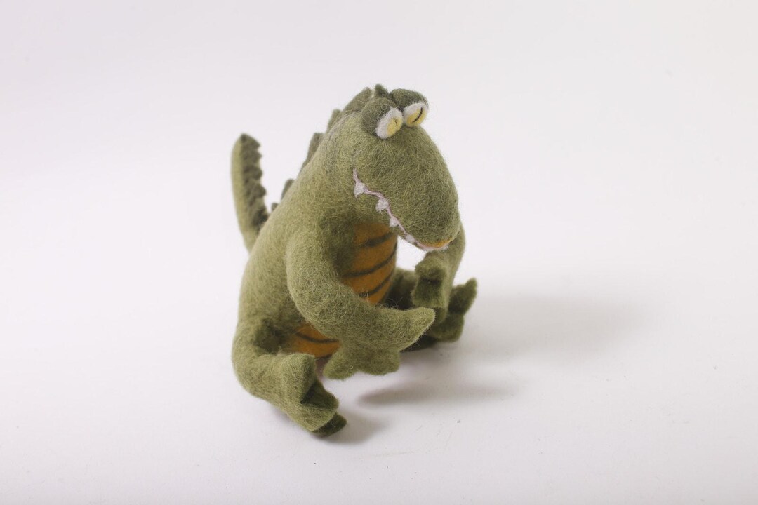 Felt Sitting Alligator, Crocodile, Handmade, Green, Soft Toy ...