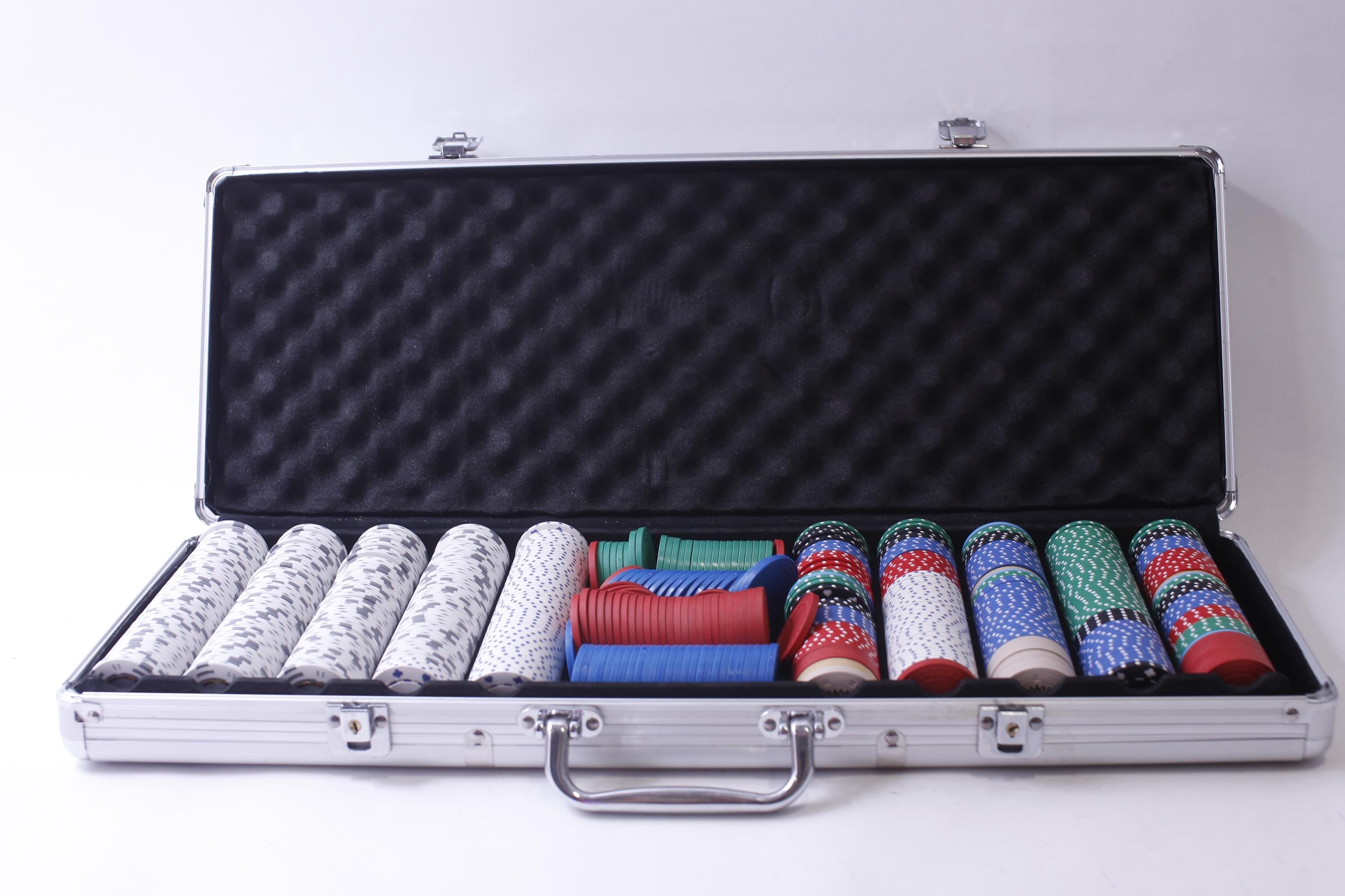 Poker Chip Set in a Silver Carry Case, Card Game, Casino, Professional ...