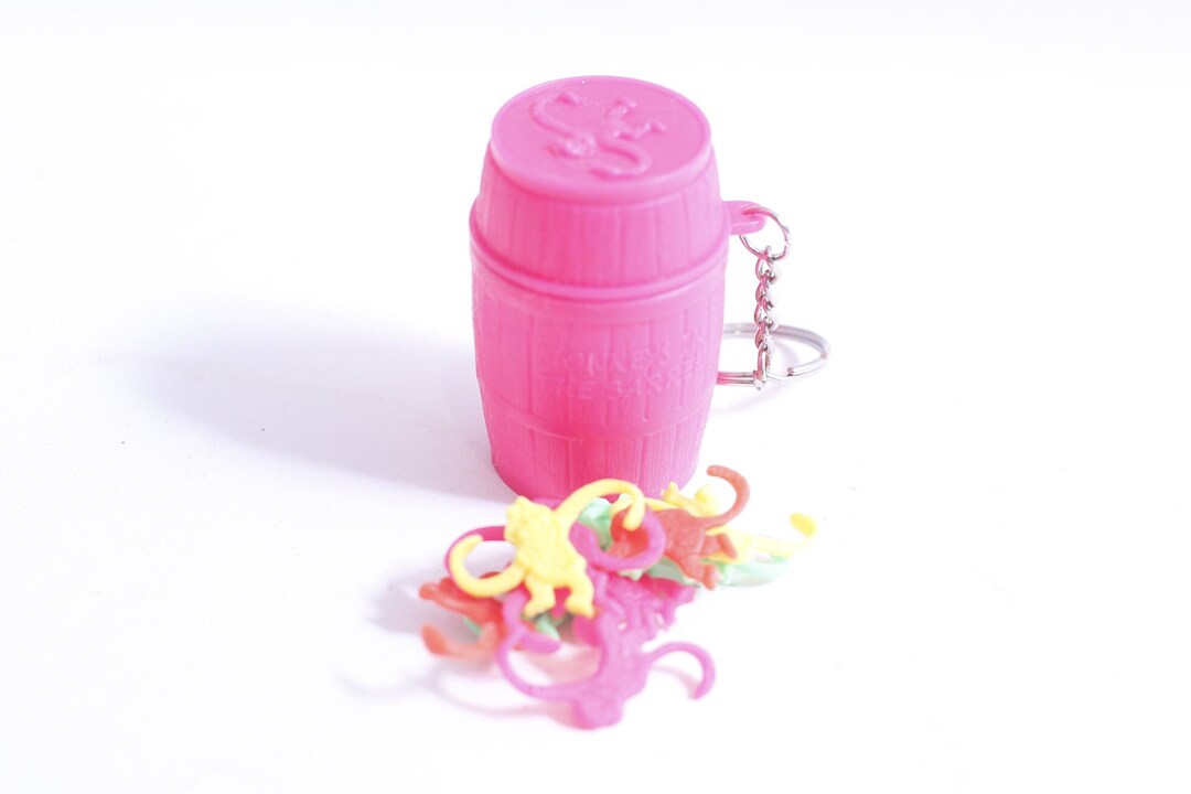 Monkeys in the Barrel, Barrel of Monkeys, Keychain Brightly Colored ...