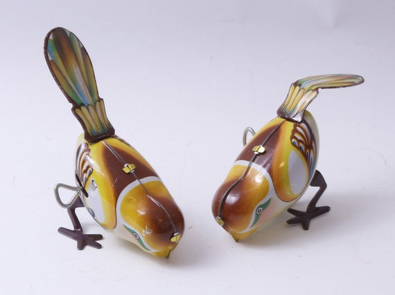 Birds Tin Windup Clockwork Toy Metal Figure Set Painted - Etsy