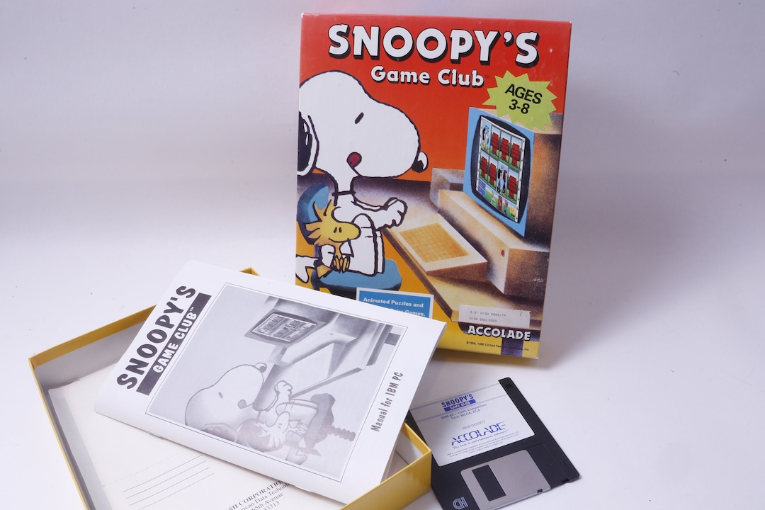 Peanuts, Snoopy, Game Club, PC Game, Video Game, Floppy Disc, Diskette ...