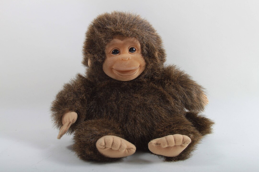 Hosung Fuzzy Chimp Toy Vintage Stuffed Animal Ape Chimpanzee Brown ...