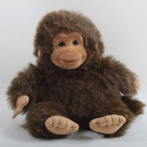Hosung Fuzzy Chimp Toy Vintage Stuffed Animal Ape Chimpanzee Brown ...