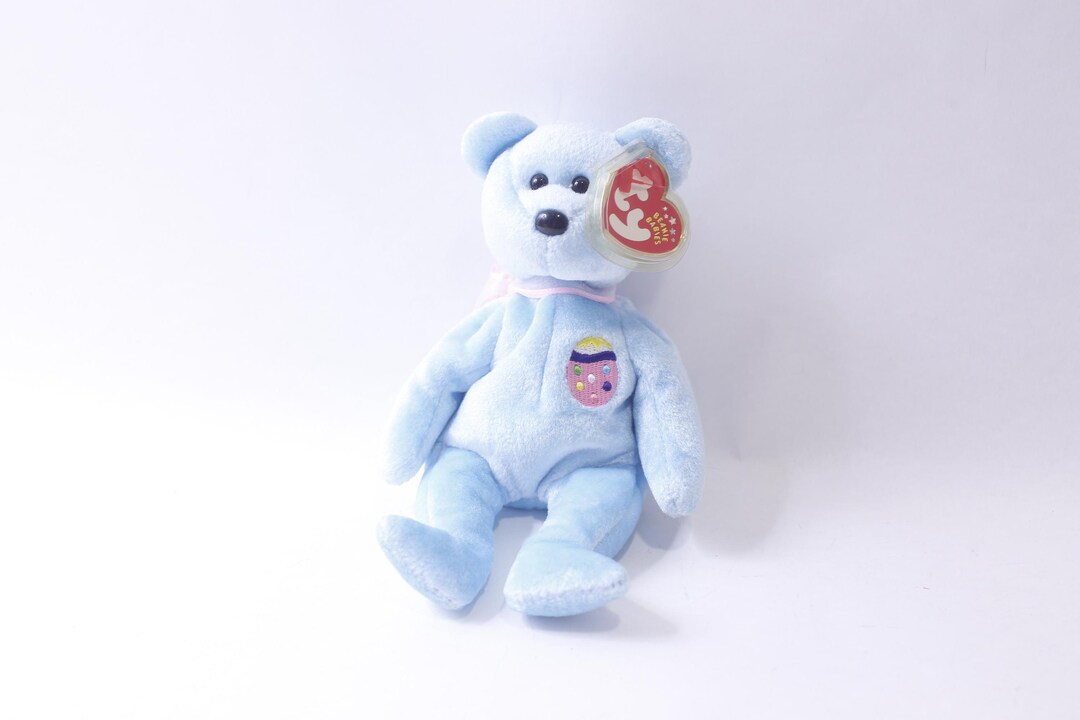 TY Beanie Babies, Eggs II, Teddy Bear, Light Blue Body With Easter Egg ...
