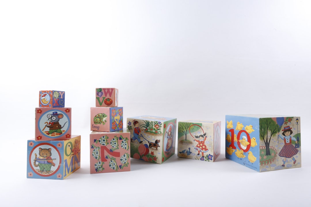 Stacking Blocks Education Alphabet Learning Paper Cubes Set ABC Numbers ...