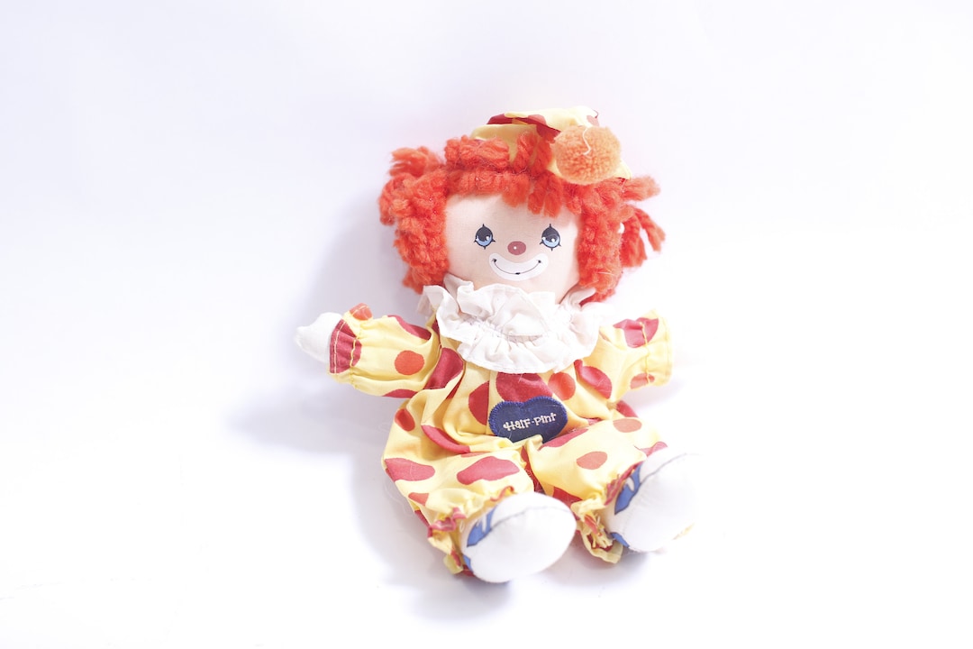 Half-pint, Clown, Rag Doll, 7", 1978, Morgan, Redhead, Yellow Red ...