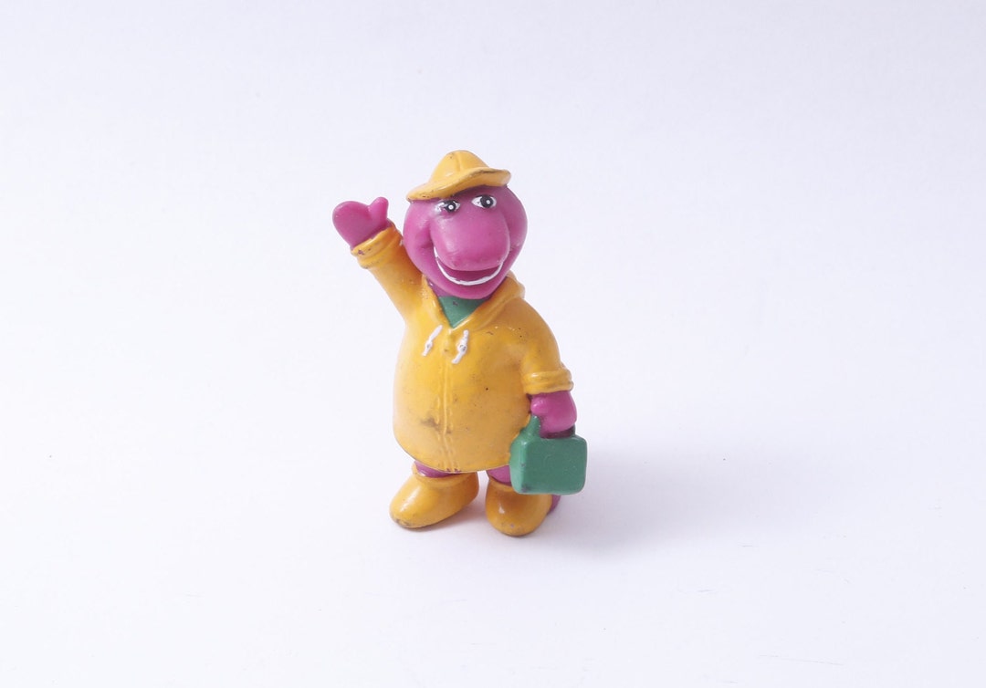 Barney, Purple Dinosaur, Yellow Rain Coat, PVC Figure, Lyons, Vintage ...