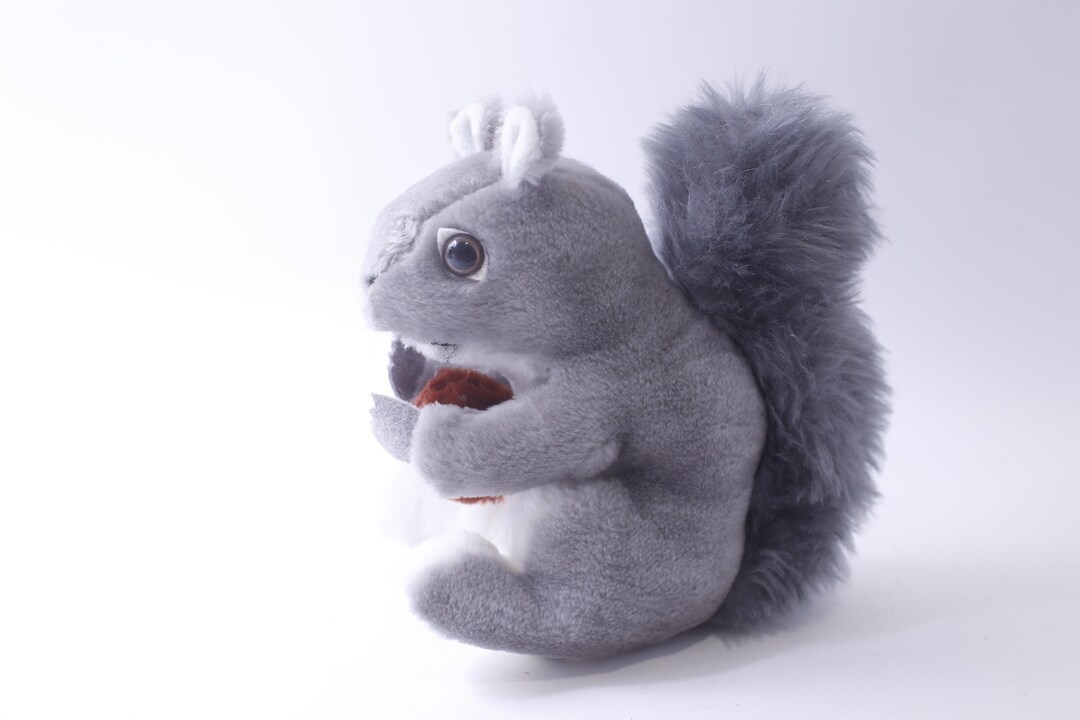 Gray Squirrel Holding a Nut, Plush, Snuggle-ups, Adorable, Stuffed ...