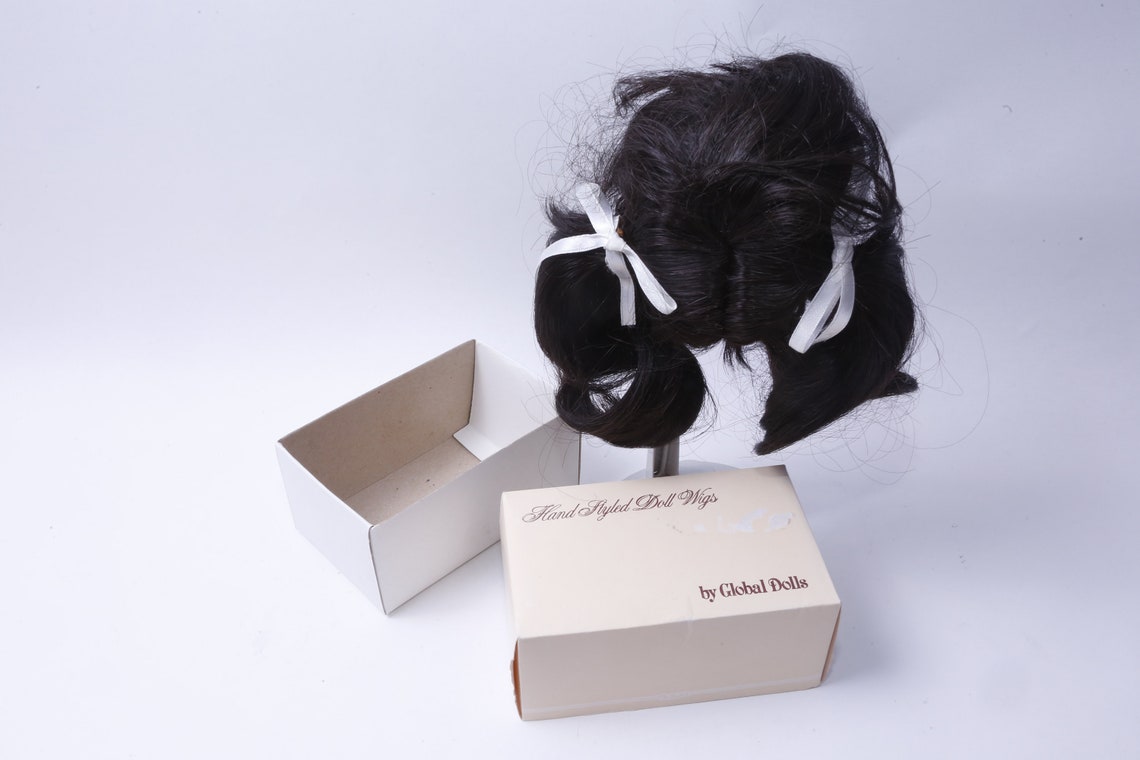 Global Dolls Black Hair White Ribbons Doll Wig Periwig - Etsy