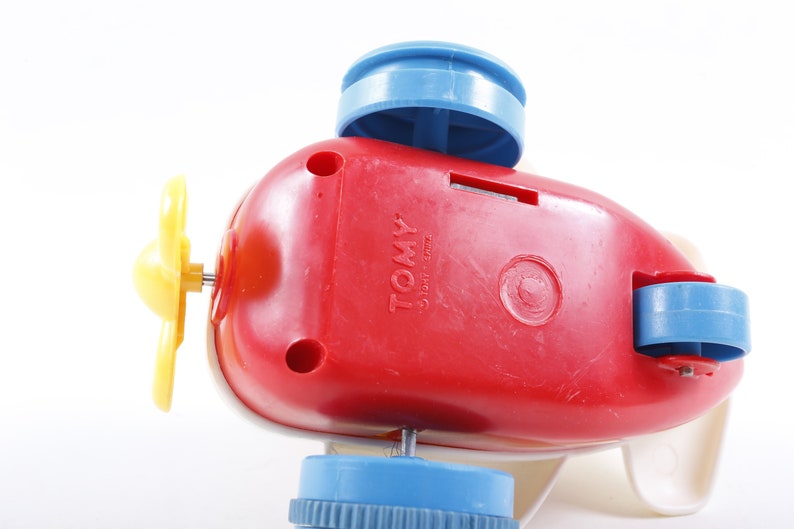 Push'ngo White Red Plane Toy Three Blue Wheels Tomy Children Vintage ...