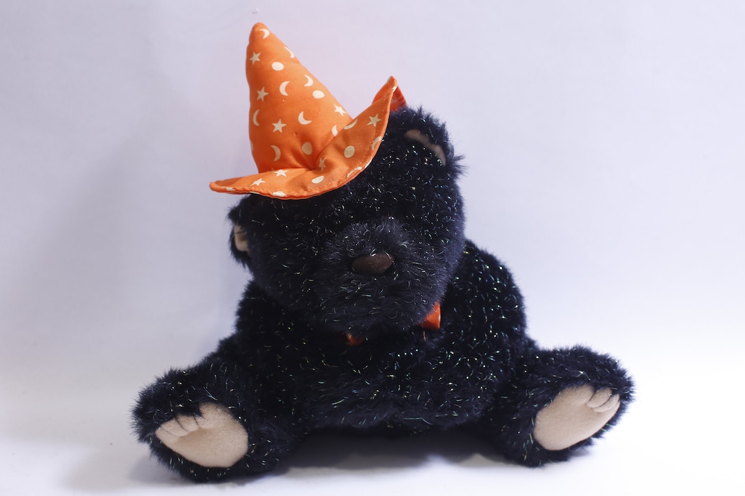 Hallmark, Halloween Bear, Plush, 9", Black Bear, Orange Hat, Stuffed ...