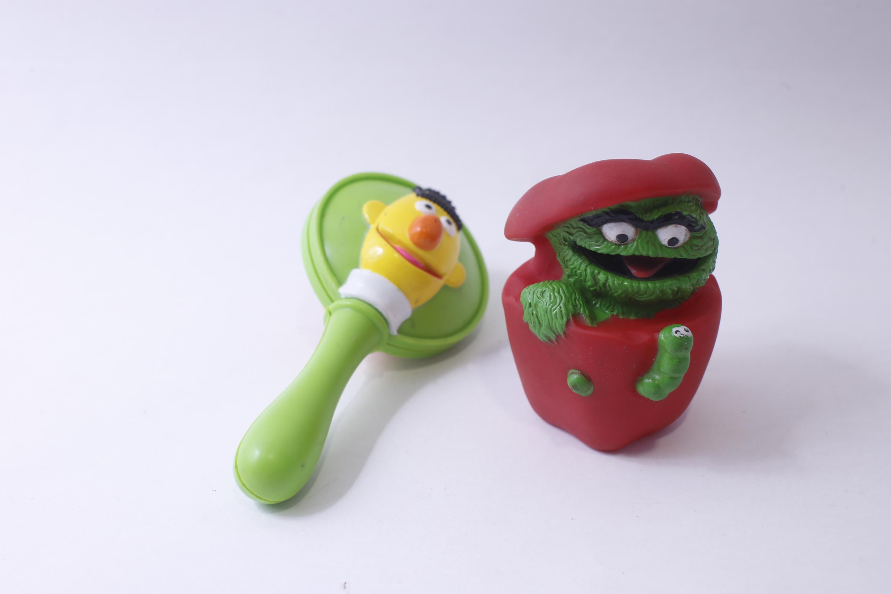 1980s Sesame Street, Bert and Ernie Baby Rattle, Oscar the Grouch ...