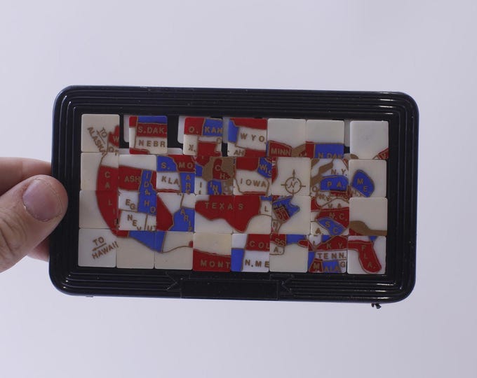 Map of the USA, Sliding Puzzle, Framed, Portable, Collectible, Vintage ...