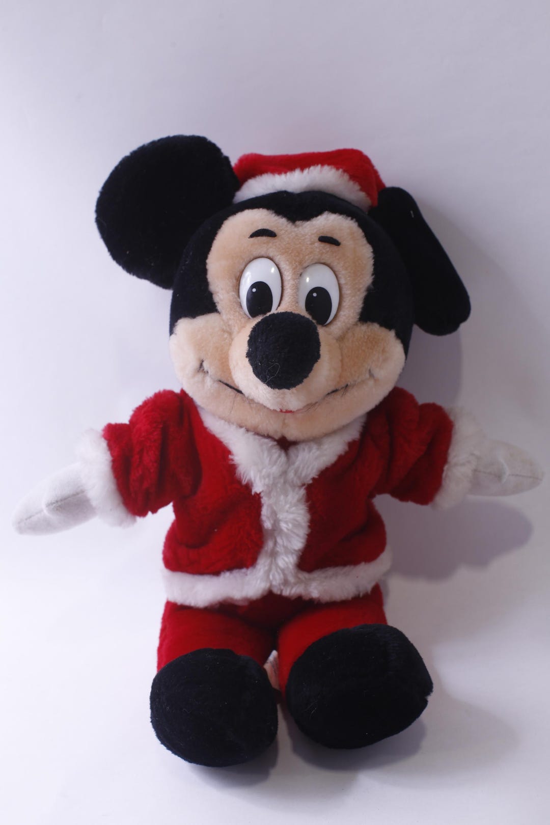 Mickey Mouse Santa, Plush, Disney, Christmas, Stuffed Animal, Vintage ...