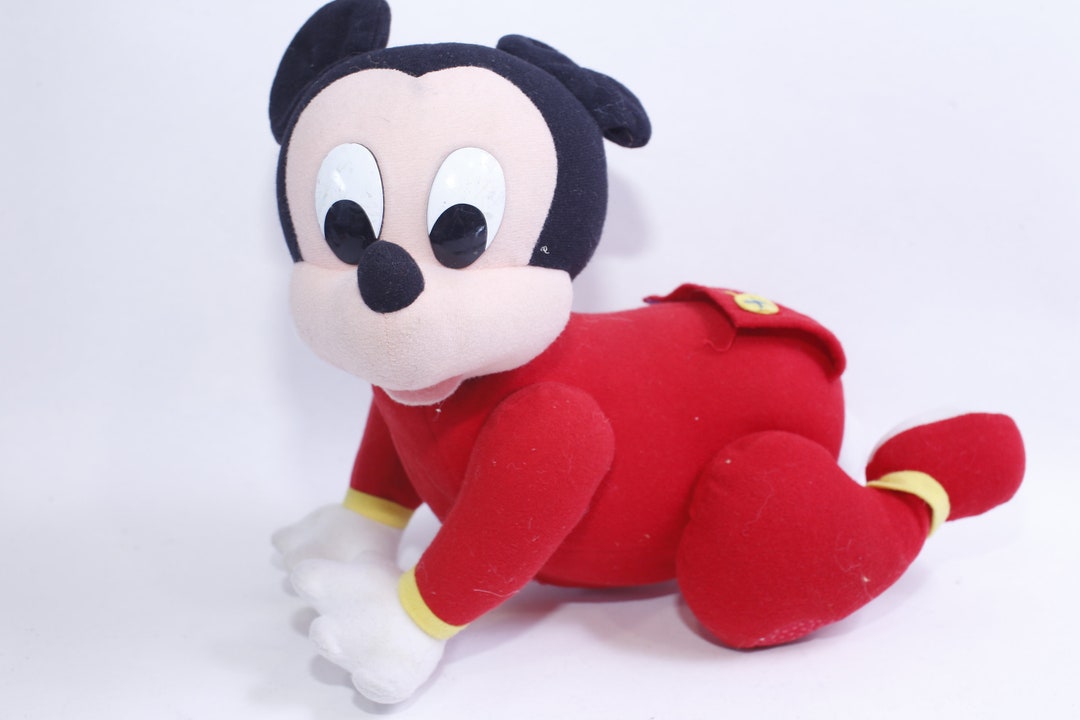 Mickey Mouse, Crawling Toy, 1995 Mattel, Soft Doll, Baby Doll, Red ...