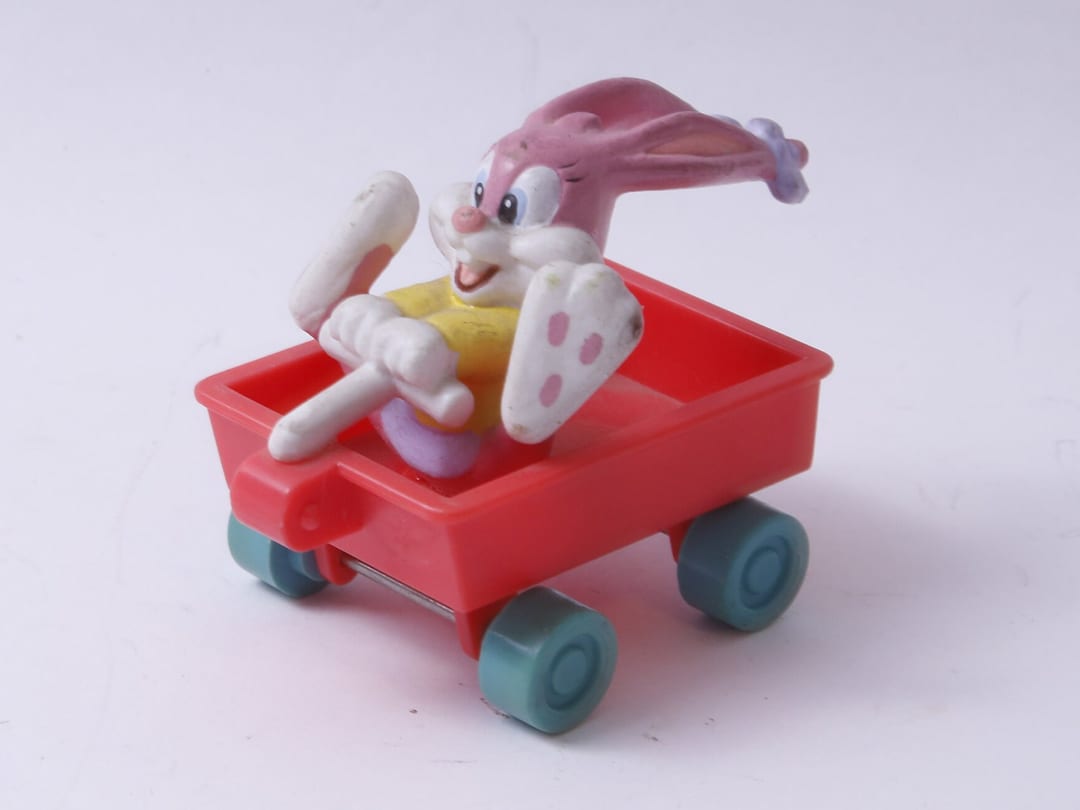 Tiny Toons, Lola Bunny, Pink Rabbit in Red Cart, 3", Figure, Vehicle ...