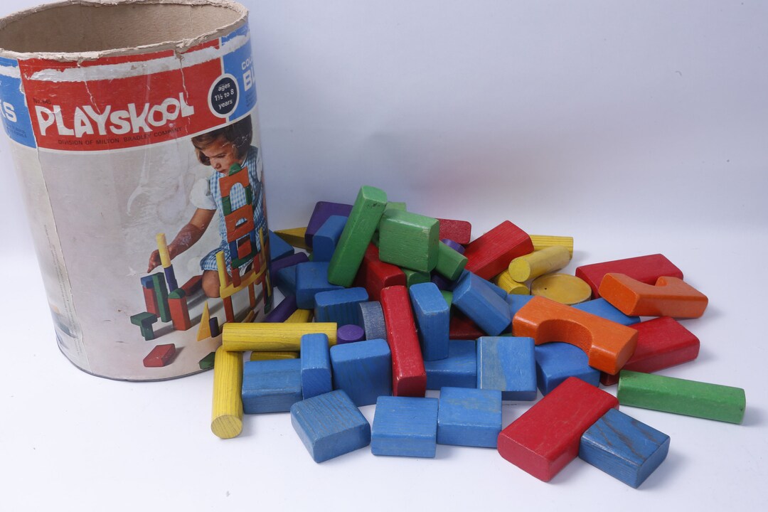 Playskool, Colored Blocks, Wooden Parts, Construction Game, Baby ...