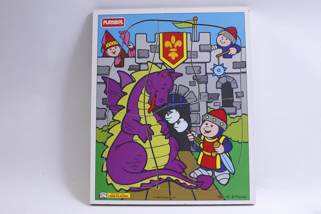 Playskool, Funny Dragon With Knights by the Castle, Frame-tray Puzzle ...